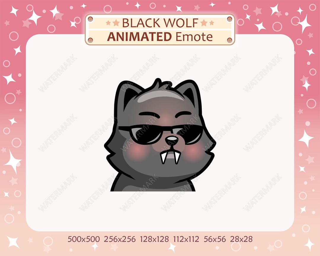 Animated Emote Black Wolf With Black Sunglasses is Vibing by Waving ...