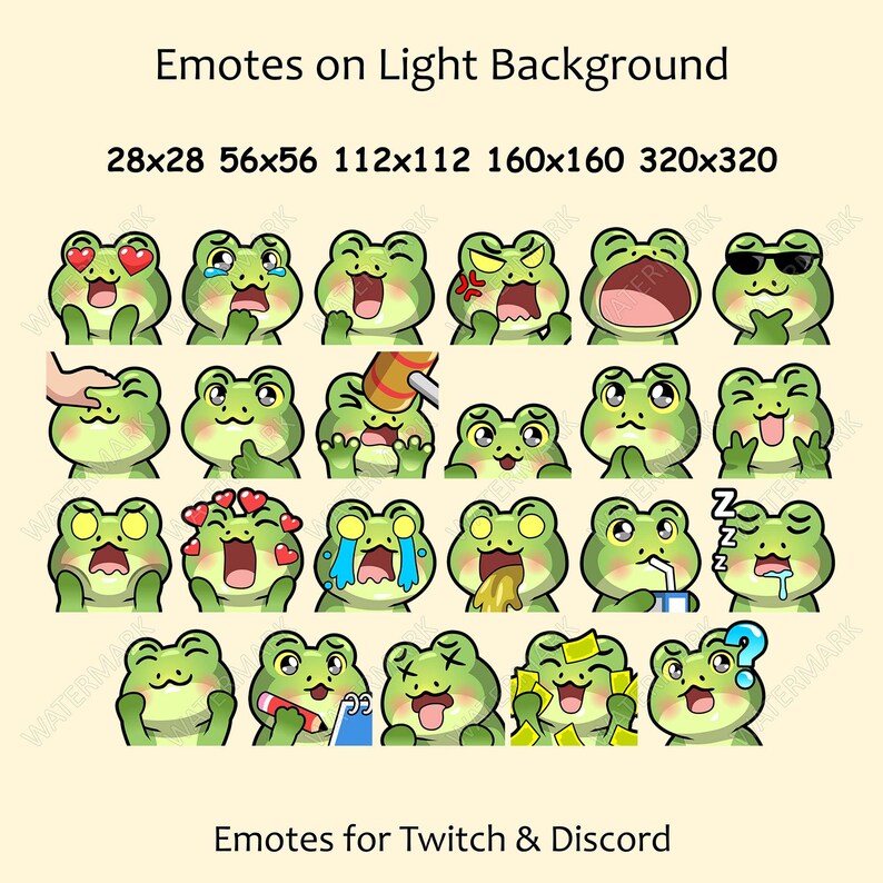 Cute Frog Emotes X 23 Pack 1 for Twitch & Discord Emote | Green Frog ...