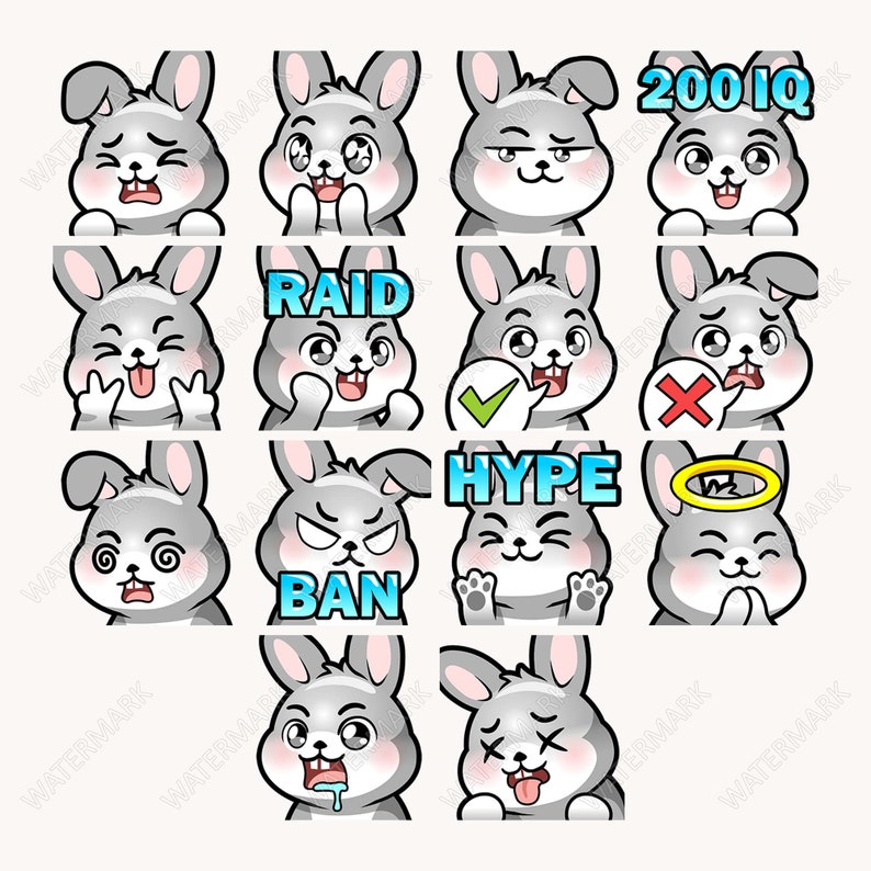 Bunny Emotes X 46 For Twitch And Discord Emote Rabbit Twitch Emote Pack