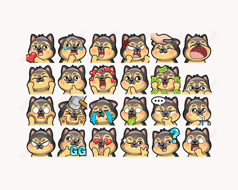 46 emoticones de pastor alemán para Twitch, Discord, YouTube, Facebook ...