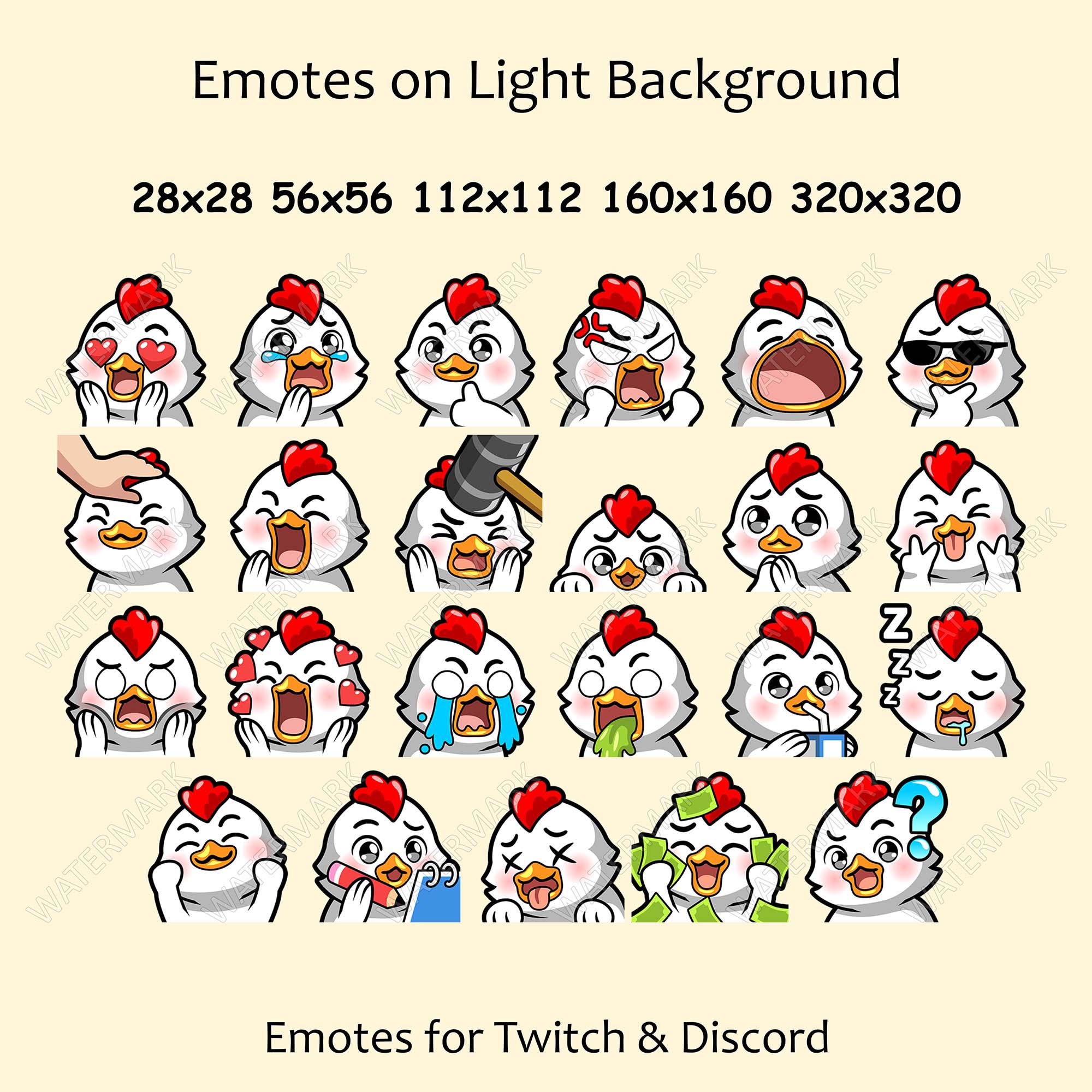 Chicken Emotes X 23 Pack 1 for Twitch & Discord Emote | Chicken Twitch ...