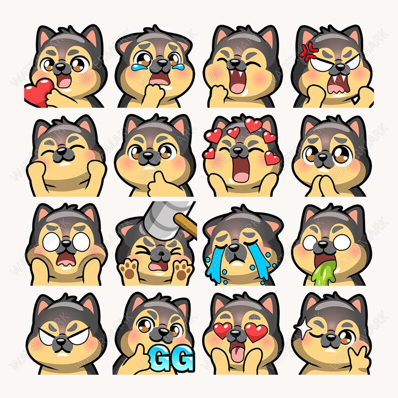 German Shepherd Dog Emotes X 46 for Twitch & Discord | German Shepherd ...