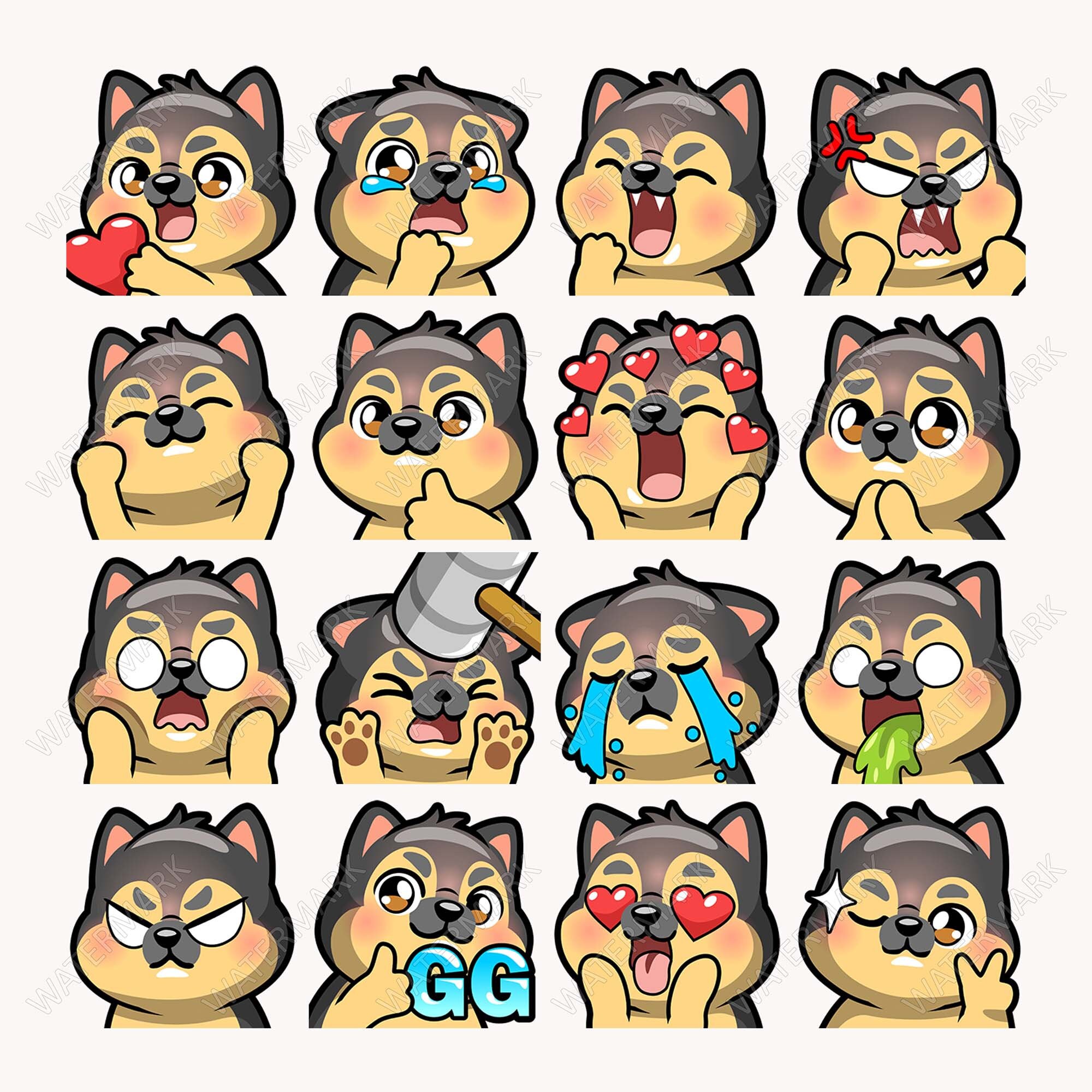 German Shepherd Dog Emotes X 46 for Twitch & Discord | German Shepherd ...