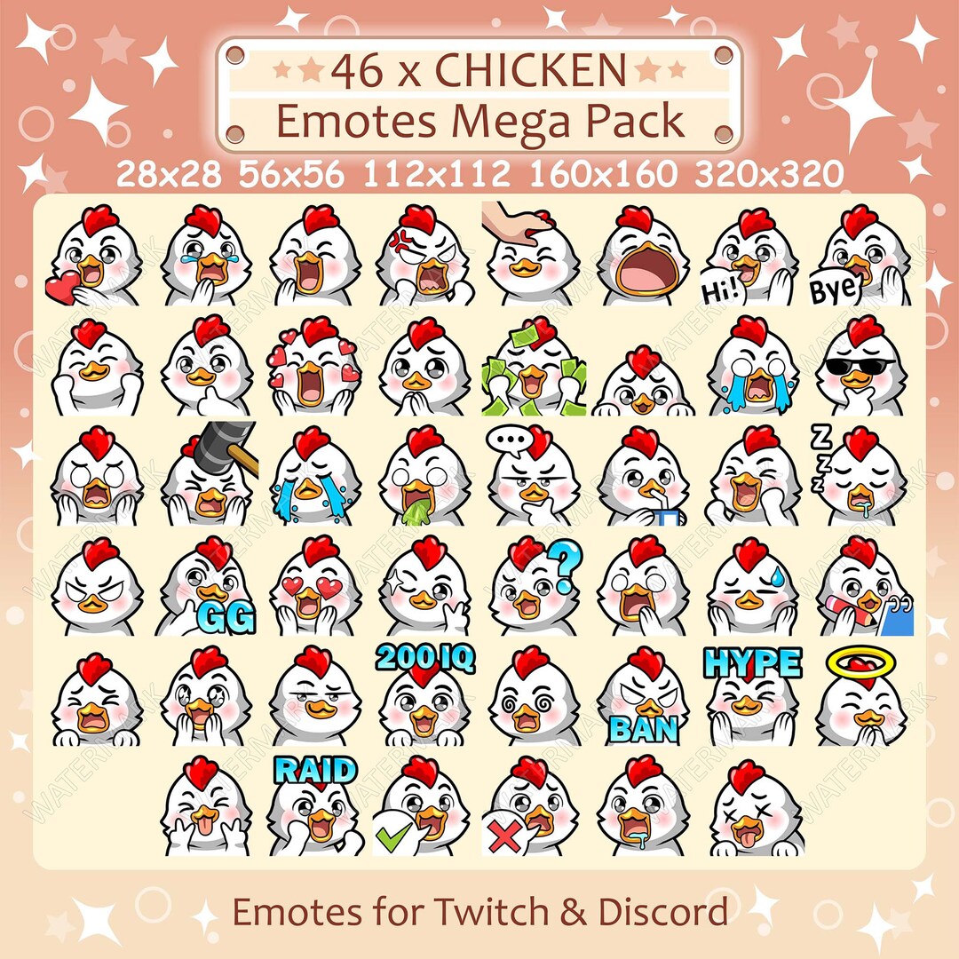 Chicken Emotes X 46 for Twitch & Discord Emote Chicken Twitch Emote ...