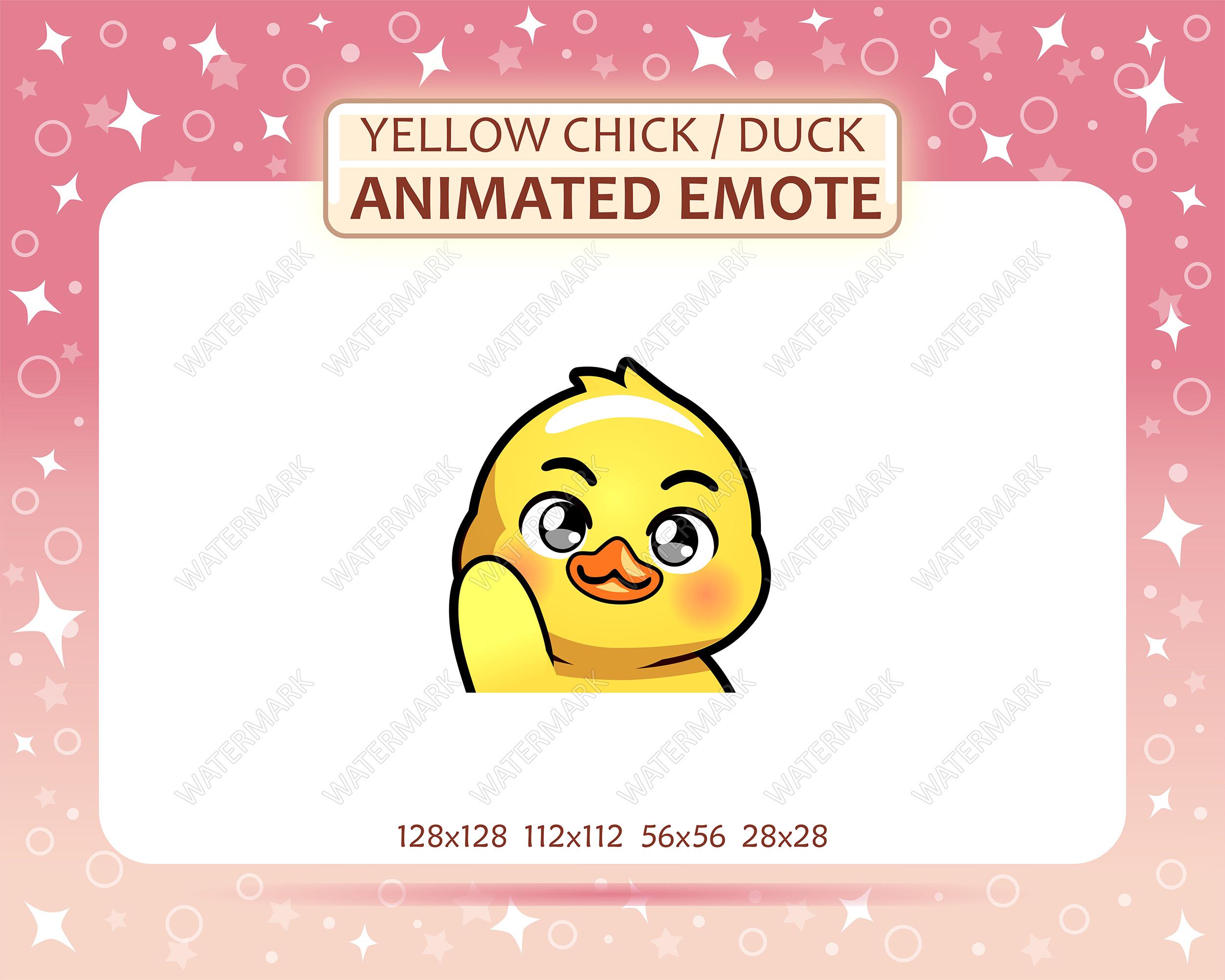 Animated Yellow Chick or Duck Emote, Waving Hello Emote, Hi or Bye ...