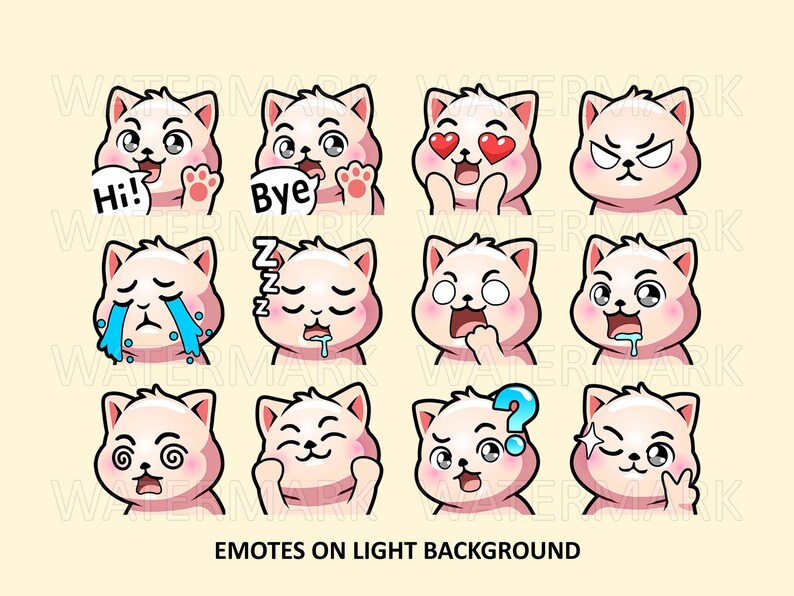 Cat Emotes Pack B / Emotes for Twitch and Discord Emote / Black Kitten ...