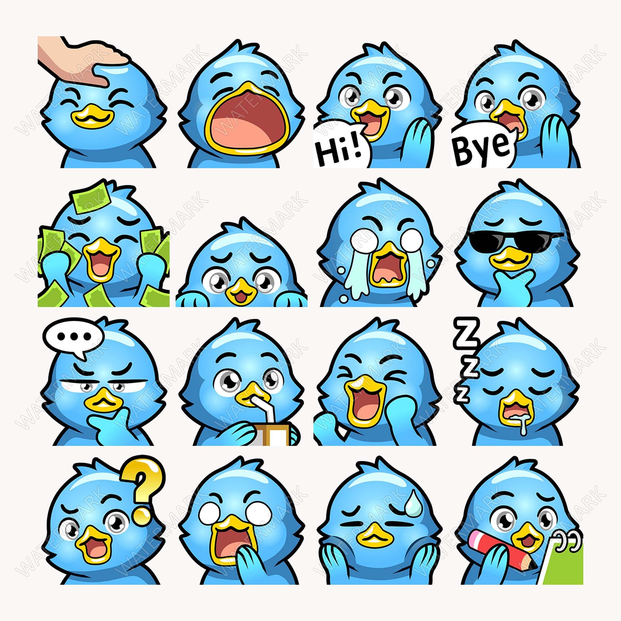 Bird Emotes X 46 for Twitch and Discord Emote | Blue Bird Twitch Emote ...