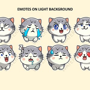 Gray Cat Emotes Pack #2 / for Twitch Emote, Discord Emote, and Whatsapp ...