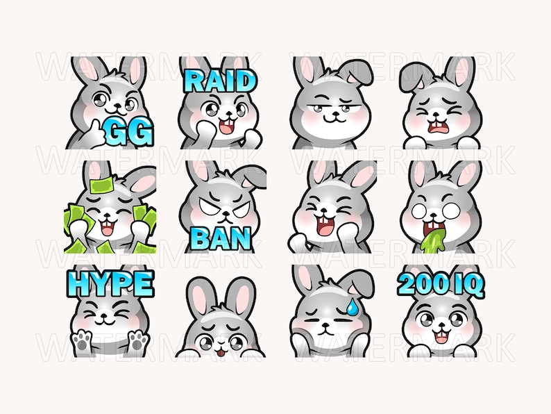 Bunny Emotes X 46 for Twitch & Discord Emote Rabbit Twitch - Etsy