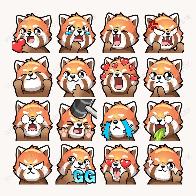 Red Panda Emotes X 46 for Twitch & Discord Emote Red Panda - Etsy