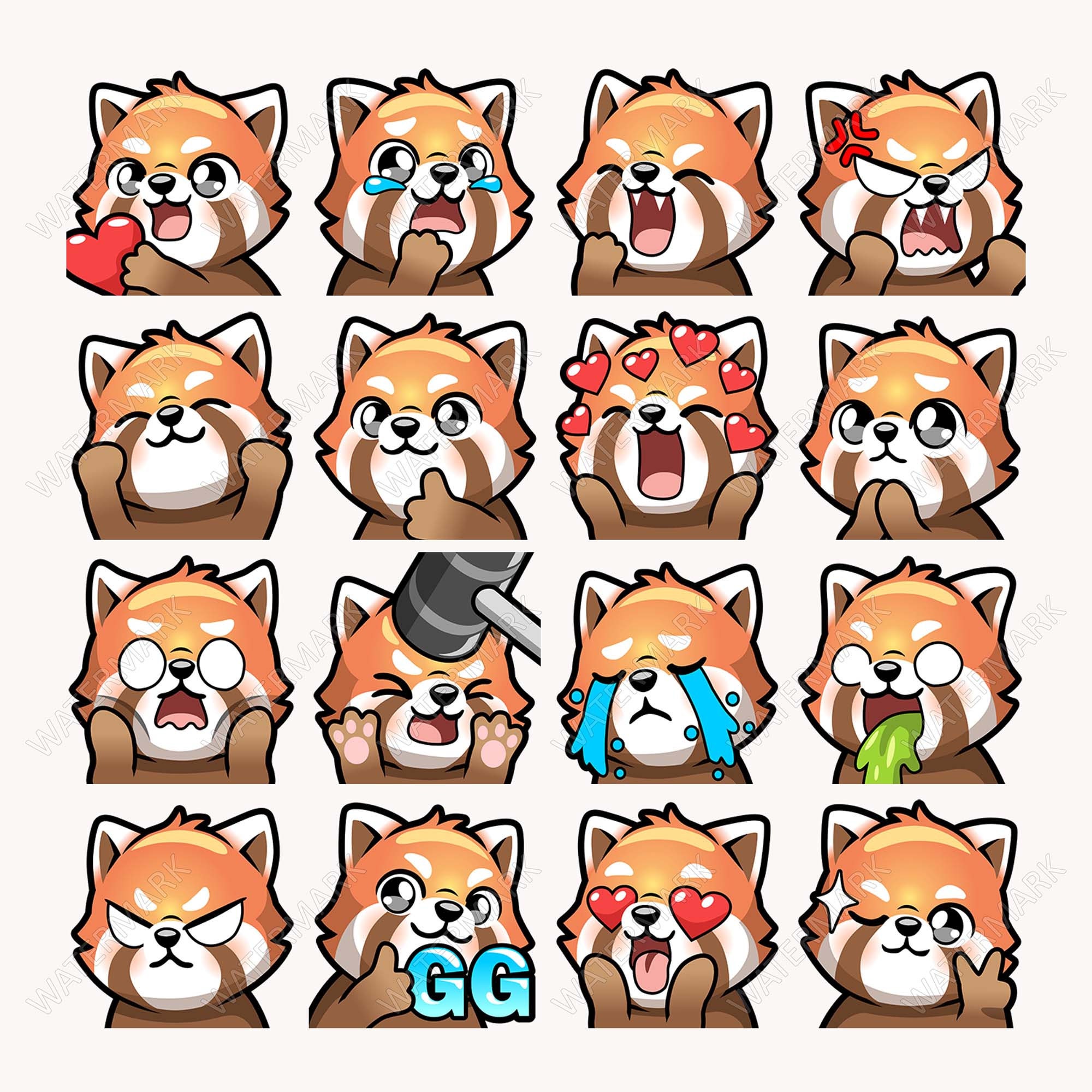Red Panda Emotes X 46 for Twitch & Discord Emote Red Panda Twitch Emote ...