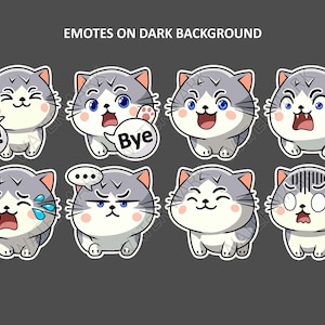 Gray Cat Emotes Pack #3 / for Twitch Emote, Discord Emote, and Whatsapp ...