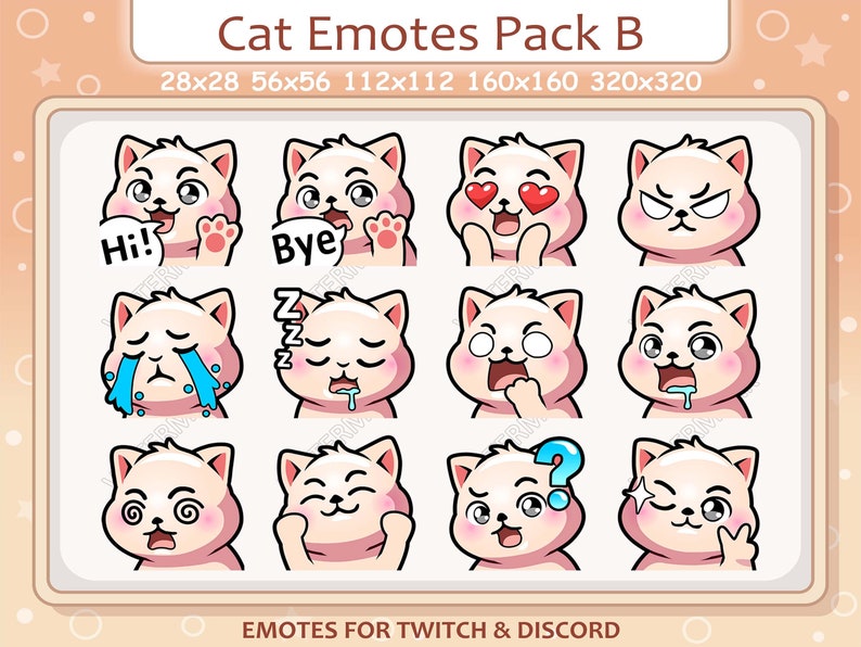 Cat Emotes Pack B / Emotes for Twitch and Discord Emote / Black Kitten ...