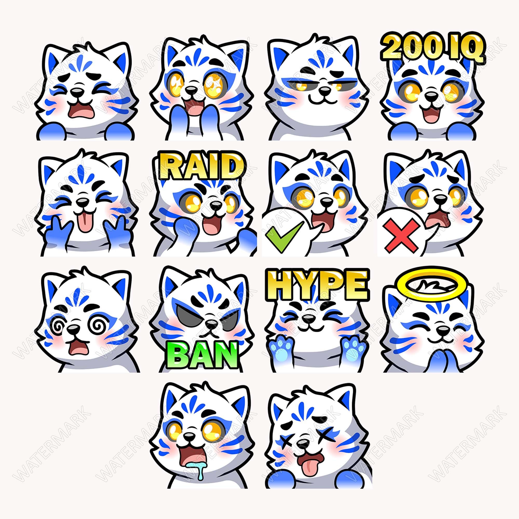 Blue Kitsune Fox Emotes X 46 for Twitch & Discord Emote | Kitsune Fox ...