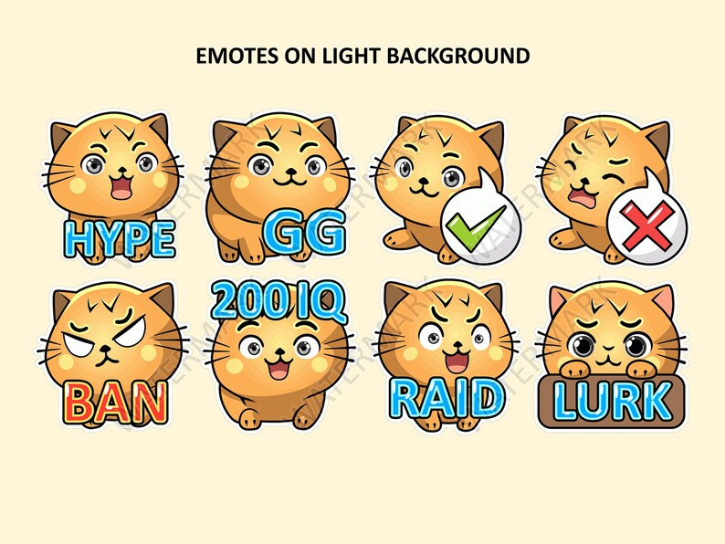 Ginger Cat Emotes Pack #5 / for Twitch Emote, Discord Emote, and ...