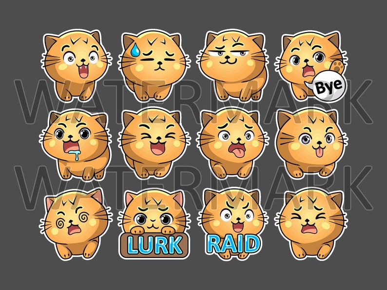 Ginger Cat Emotes X 46 for Twitch & Discord Emote and Whatsapp Emote ...
