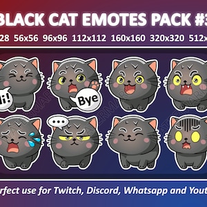 Black Cat Emotes Pack #3 / for Twitch Emote, Discord Emote, and ...
