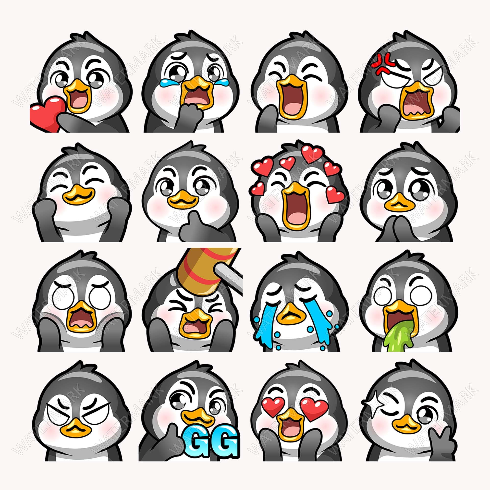 Penguin Emotes X 46 for Twitch & Discord Emote | Penguin Twitch Emote ...