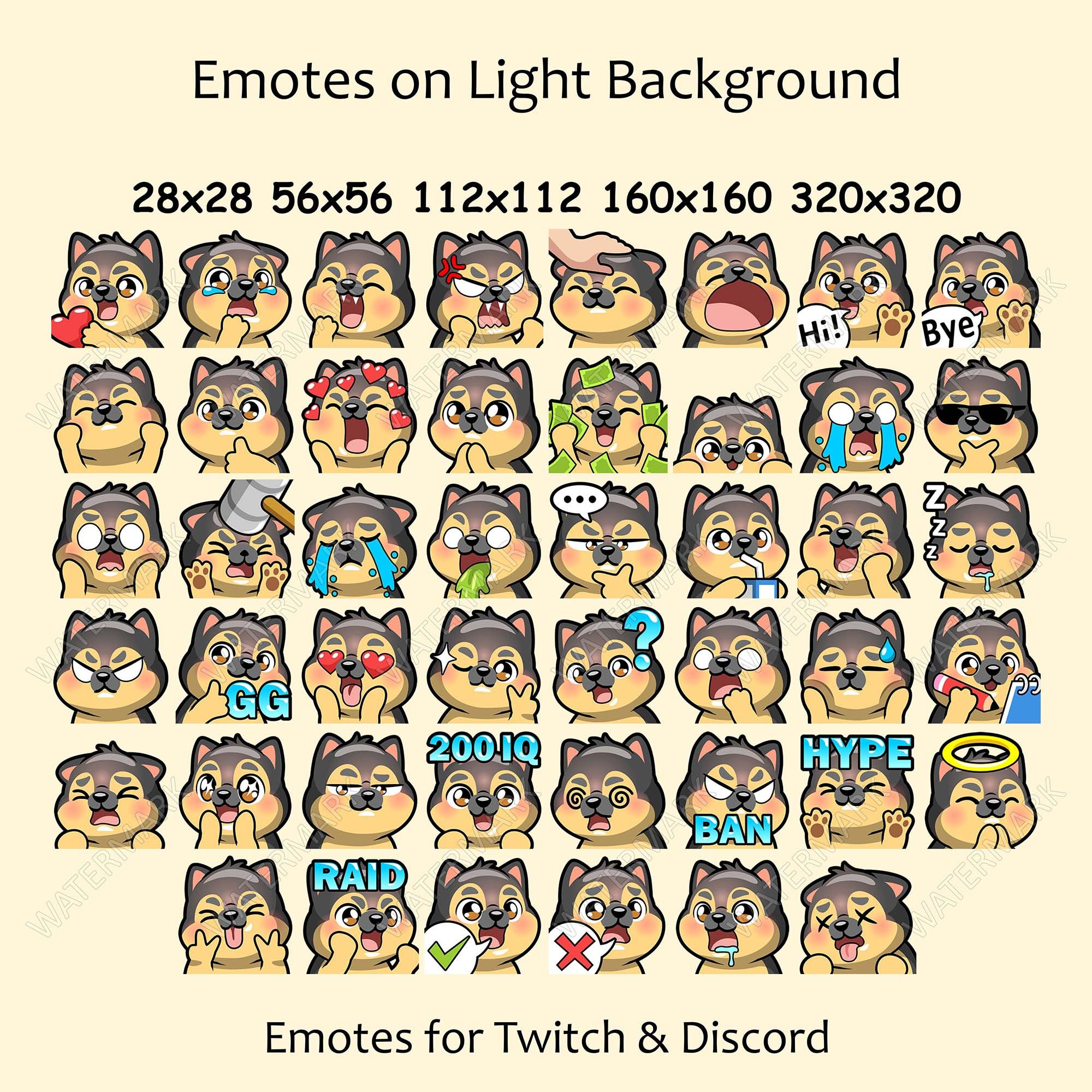 German Shepherd Dog Emotes X 46 for Twitch & Discord | German Shepherd ...