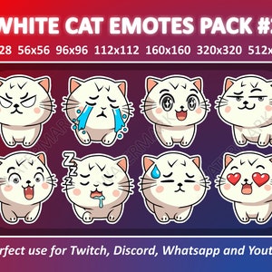 White Cat Emotes Pack #2 / for Twitch Emote, Discord Emote, and ...