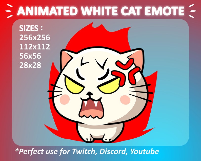 Angry White Cat Animated Emote for Twitch, Discord, and Youtube ...