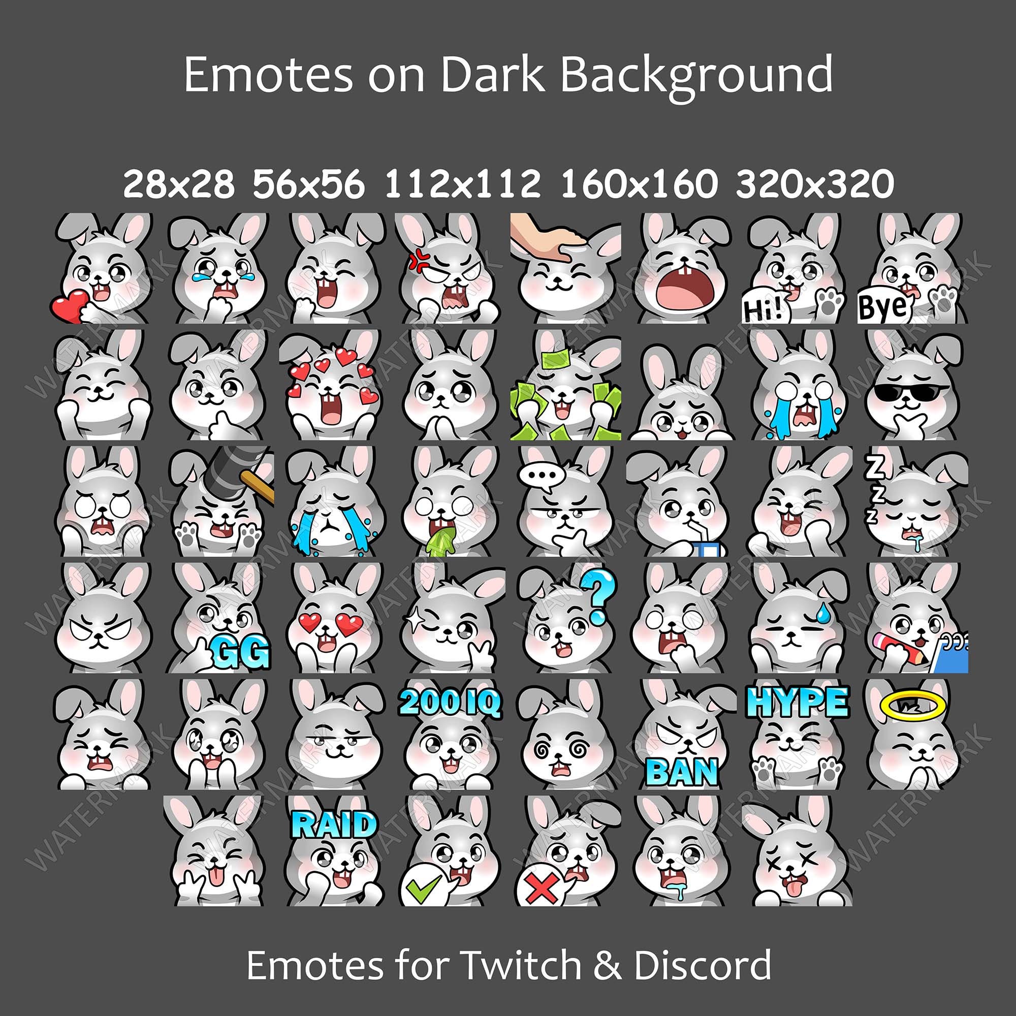 Bunny Emotes X 46 for Twitch & Discord Emote | Rabbit Twitch Emote Pack ...