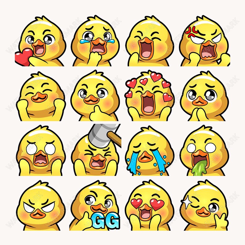 Yellow Chick / Duck Emotes X 46 for Twitch and Discord Emote | Chick ...