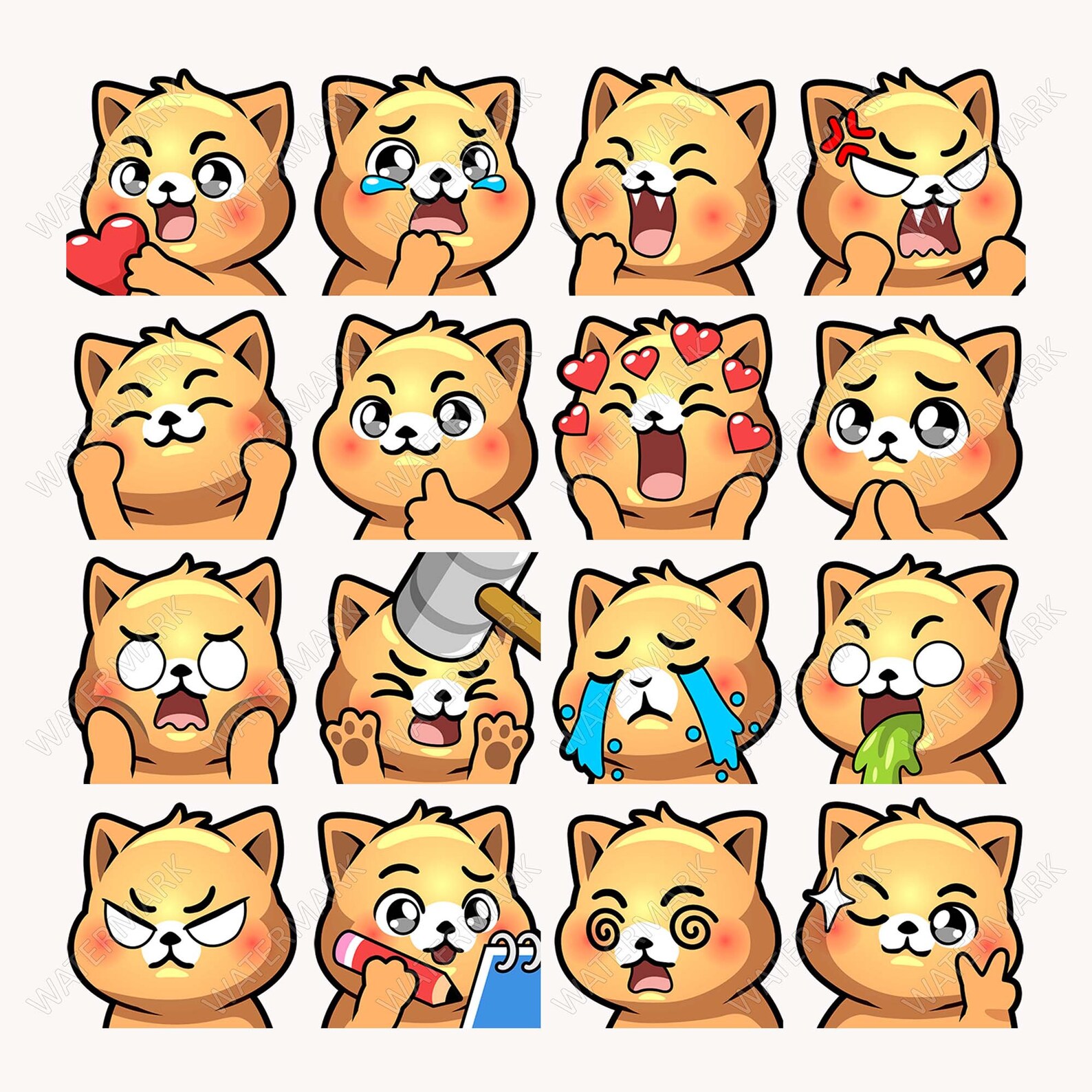 Orange Cat Emotes X 46 for Twitch & Discord Emote | Ginger Cat Twitch ...