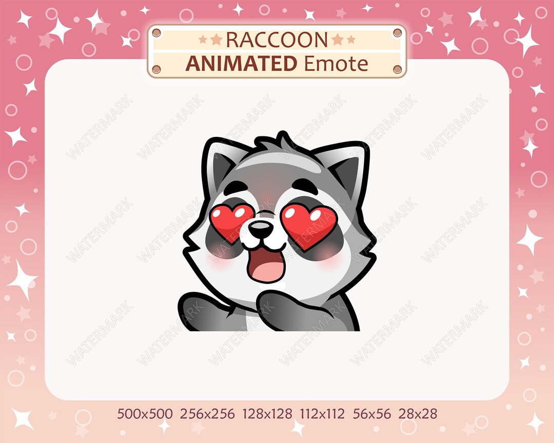 Animated Emote Raccoon in Love is Chasing - Etsy