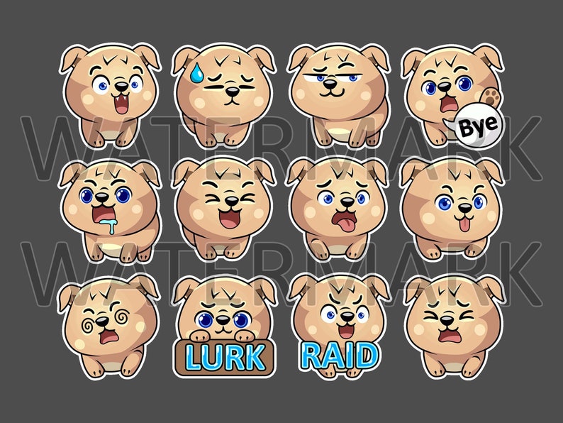 Dog Emotes X 46 for Twitch & Discord Emote and Whatsapp Emote | Cute ...