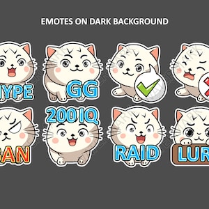 White Cat Emotes Pack #5 / for Twitch Emote, Discord Emote, and ...