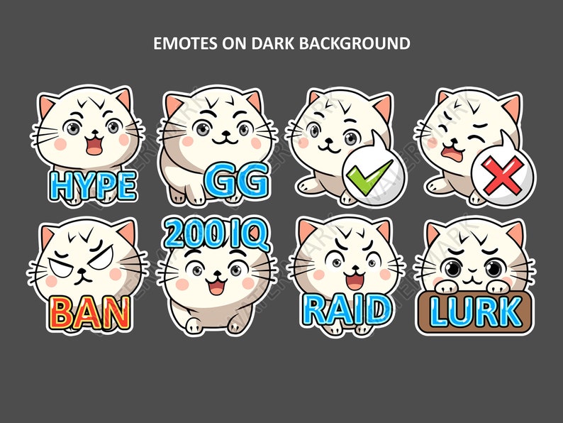White Cat Emotes Pack 5 / for Twitch Emote, Discord Emote, and Whatsapp ...