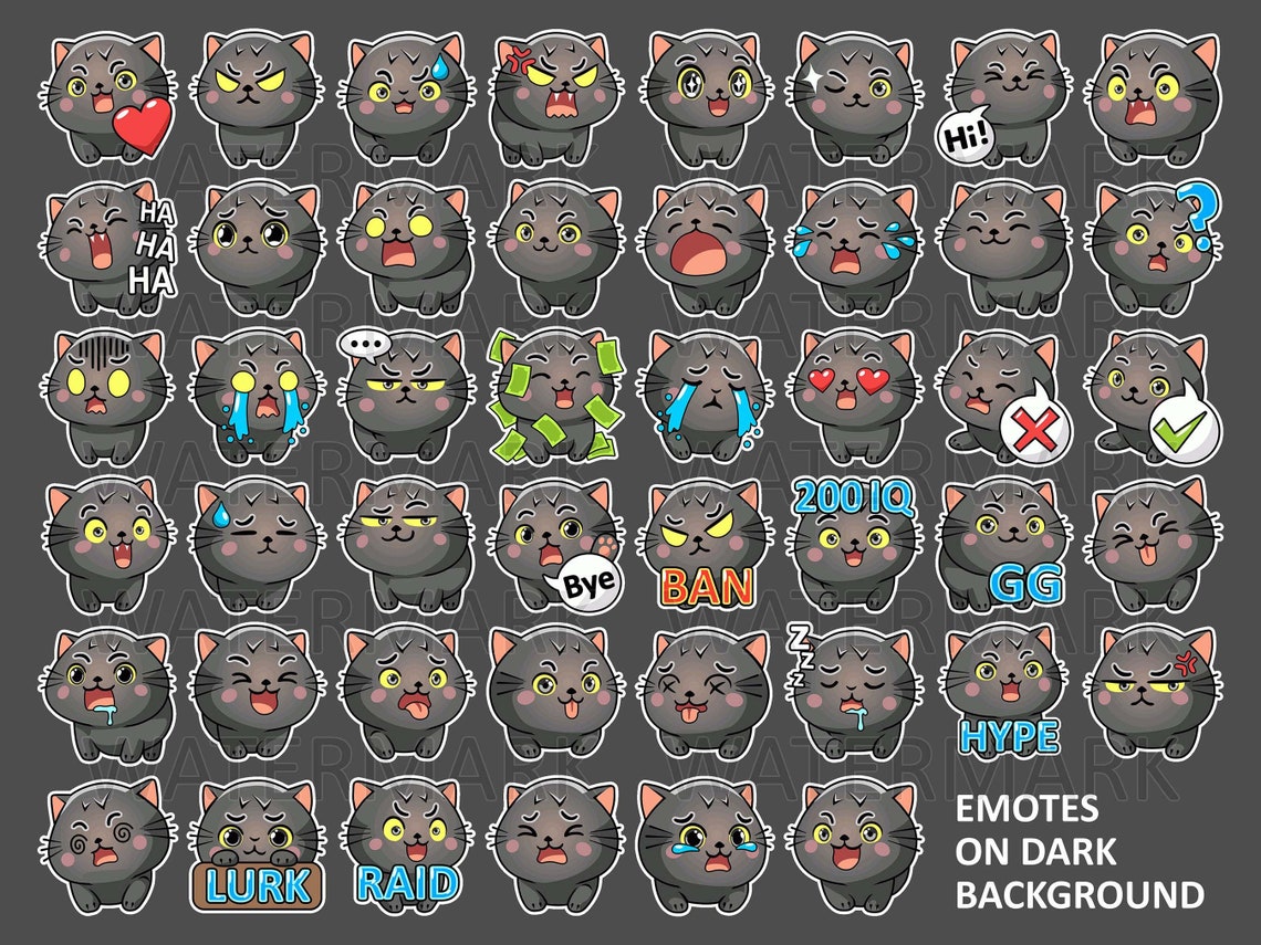 Black Cat Emotes X 46 for Twitch & Discord Emote and Whatsapp - Etsy