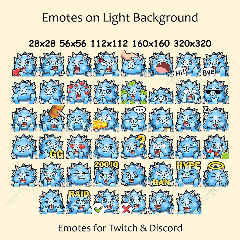 Blue Dragon Emotes X 46 for Twitch & Discord Emote | Blue Dragon Twitch ...