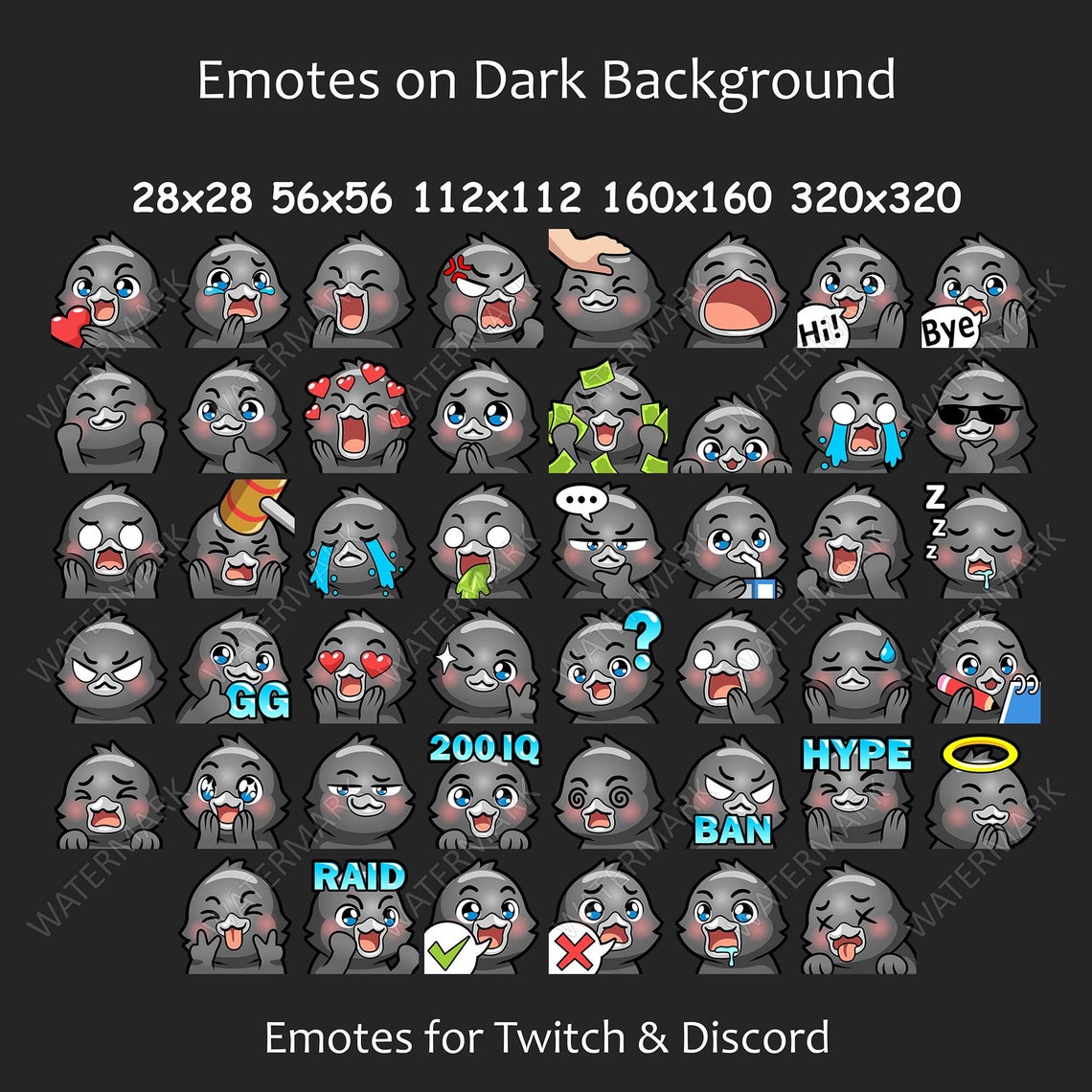 Crow / Raven Emotes X 46 for Twitch and Discord Emote Black Crow Twitch ...