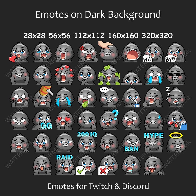 Crow / Raven Emotes X 46 for Twitch and Discord Emote Black Crow Twitch ...