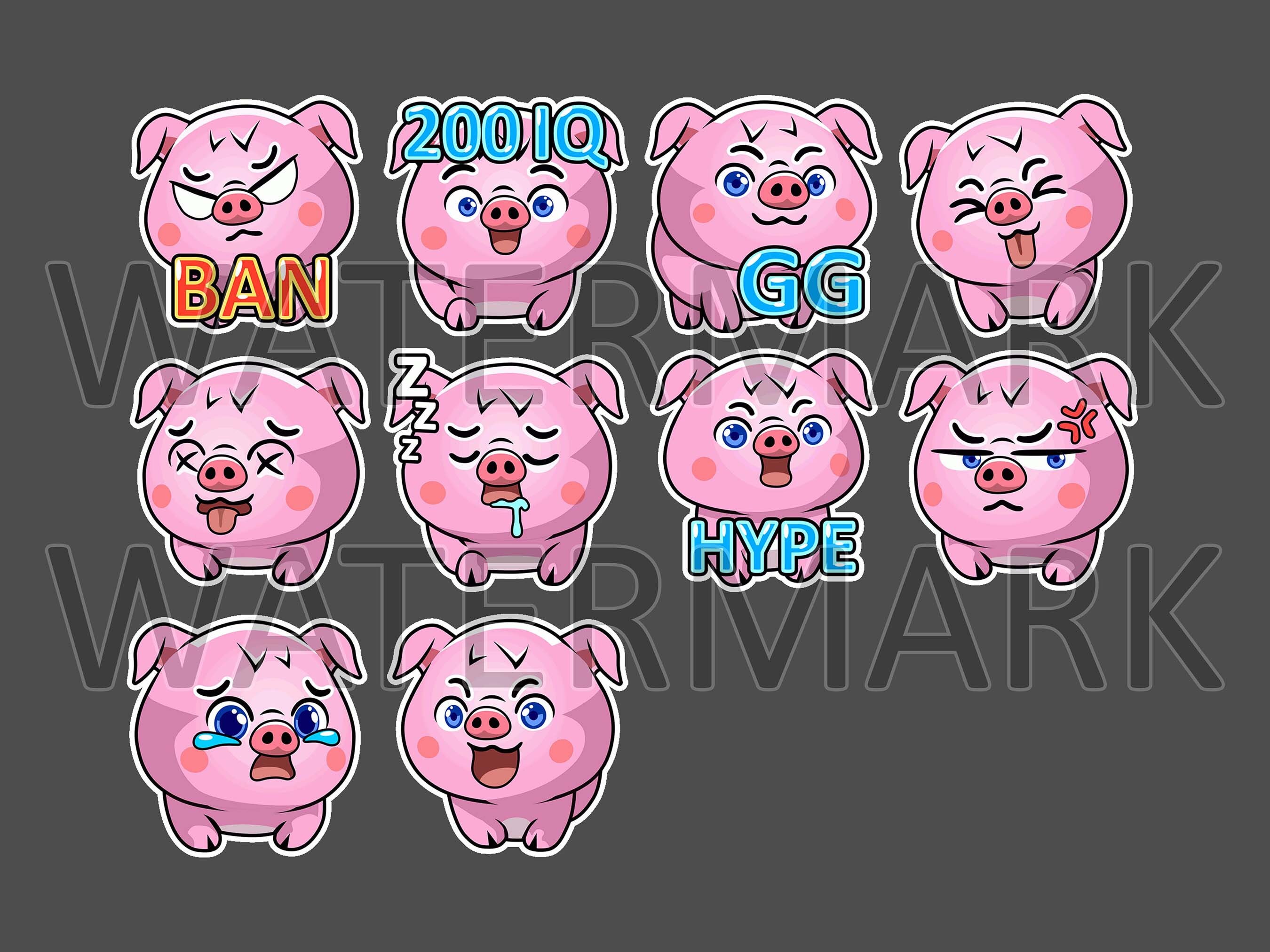 Pig Emotes X 46 for Twitch & Discord Emote and Whatsapp Emote | Cute ...