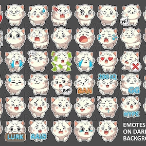 White Cat Emotes X 46 for Twitch & Discord Emote and Whatsapp Emote ...