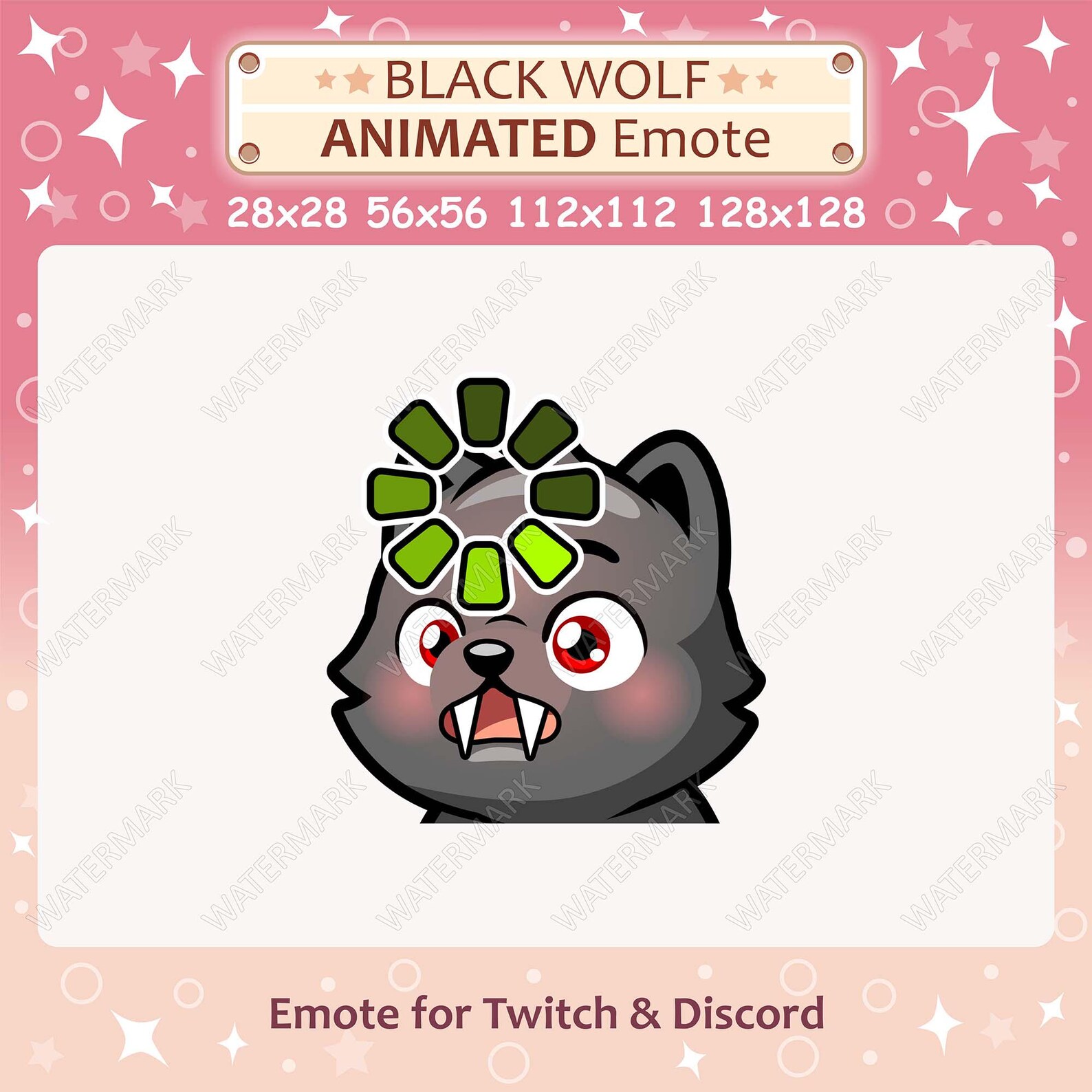 Animated Black Wolf Emote: Loading Emote - Etsy