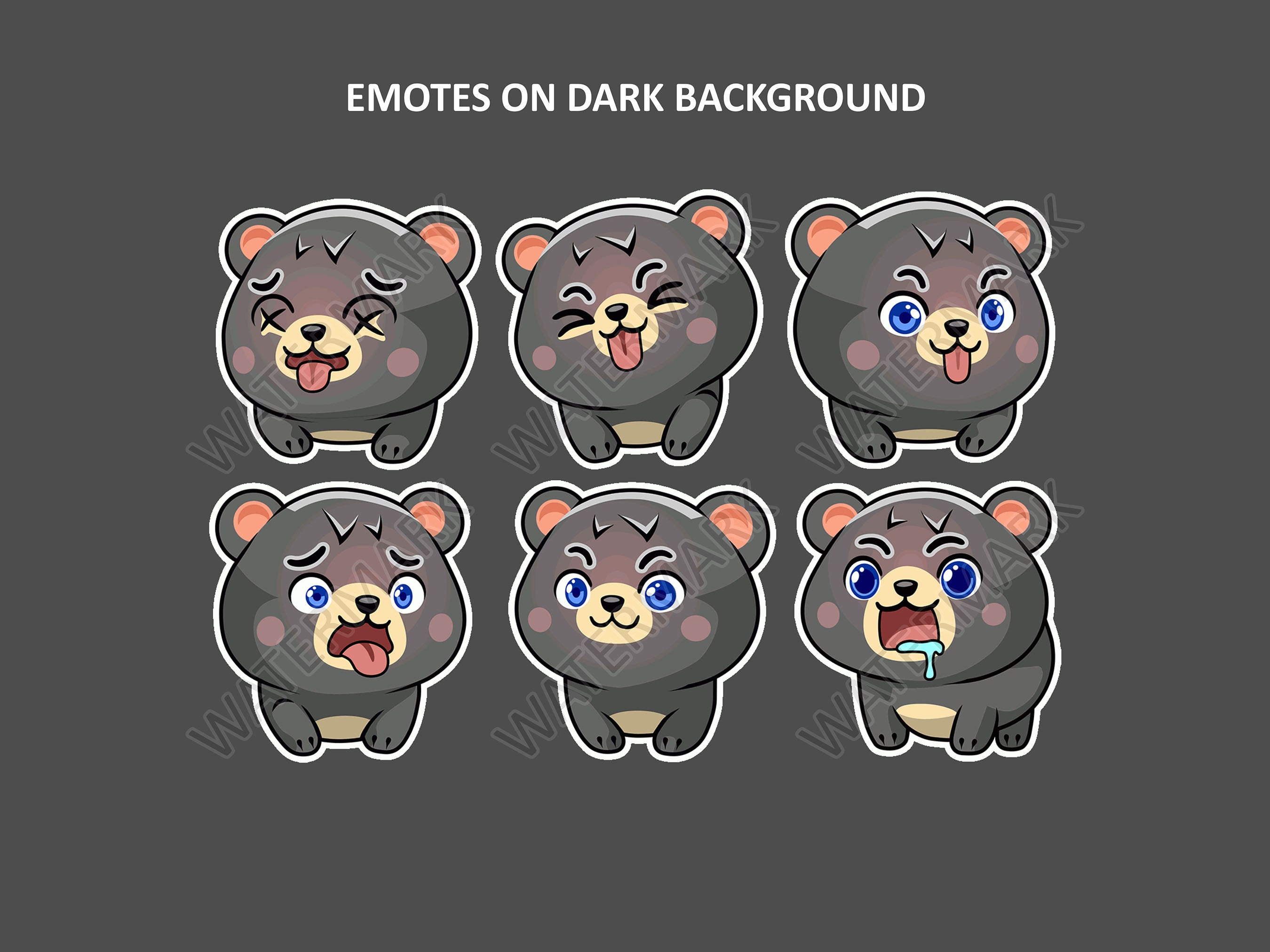 Black Bear Emotes Pack #6 / Emotes for Twitch Emote, Discord Emote, and ...