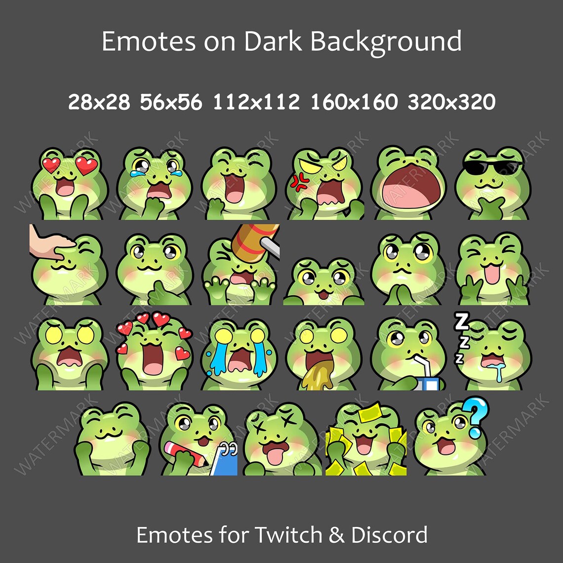 Cute Frog Emotes X 23 Pack 1 for Twitch & Discord Emote | Green Frog ...