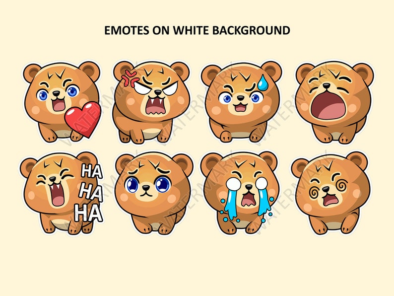 Cute Bear Emotes Pack 1 / Emotes for Twitch Discord and - Etsy
