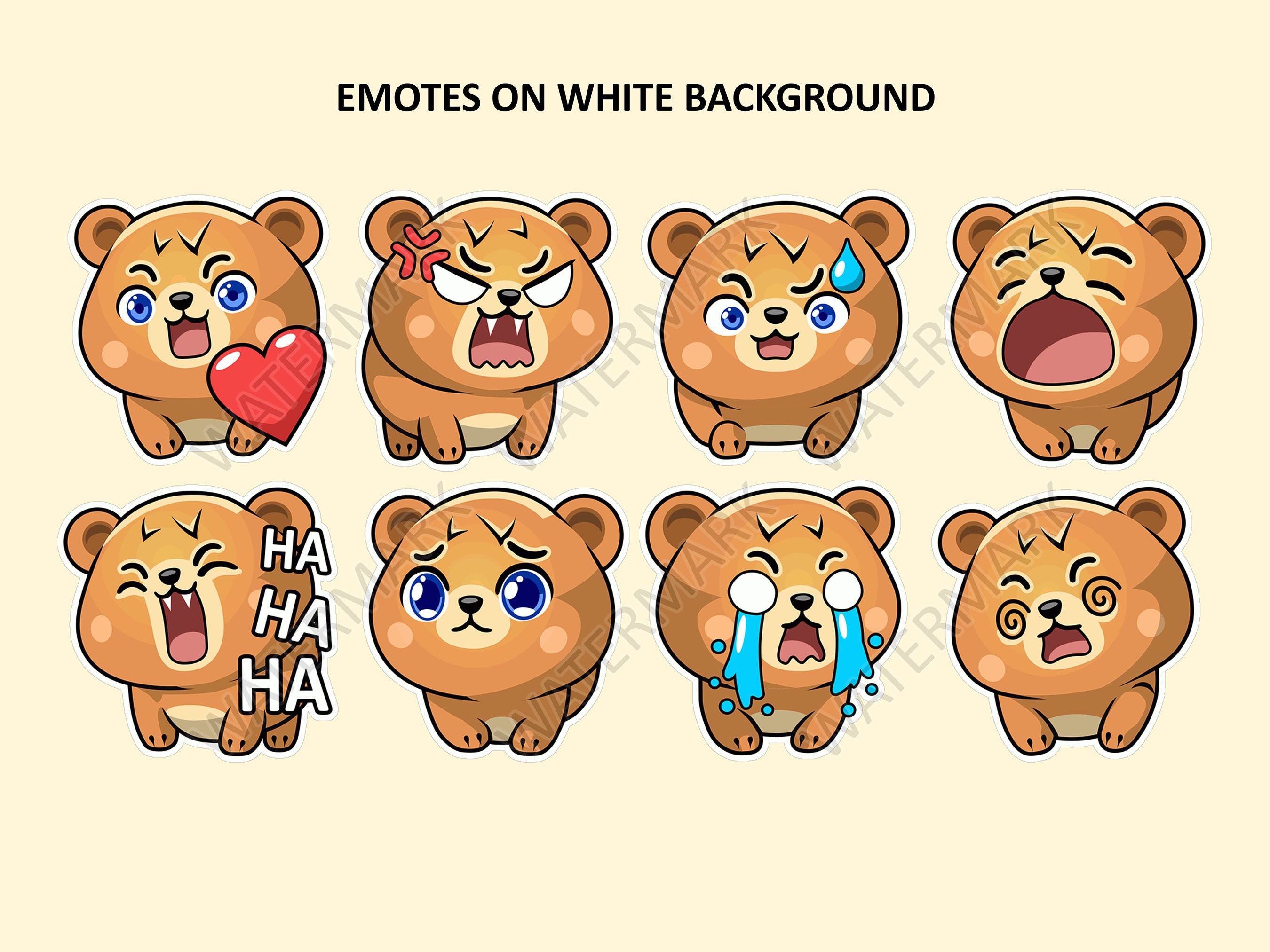 Cute Bear Emotes Pack 1 / Emotes for Twitch Emote, Discord Emote, and ...