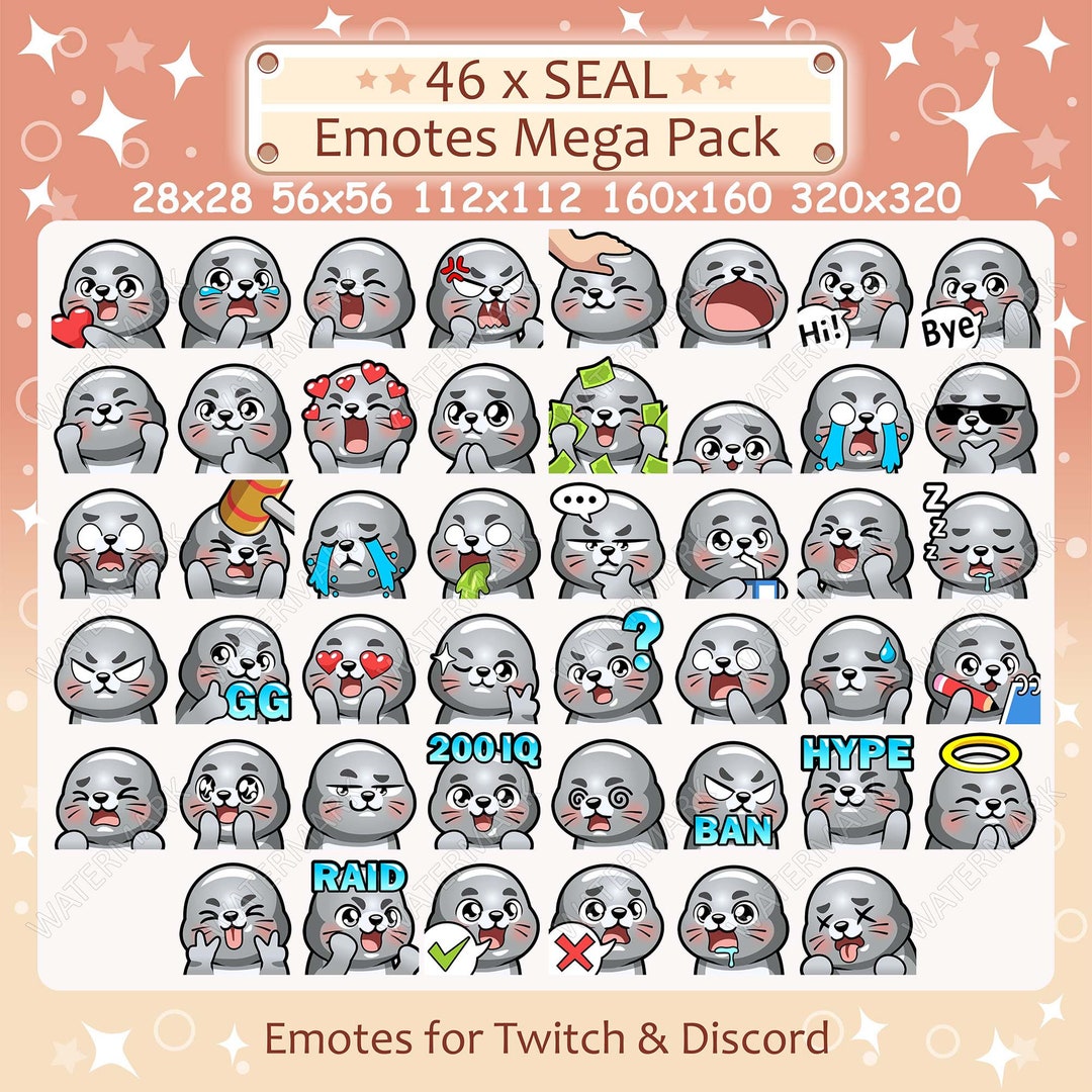 Seal Emotes X 46 for Twitch & Discord Emote | Sea Lion Twitch Emote ...