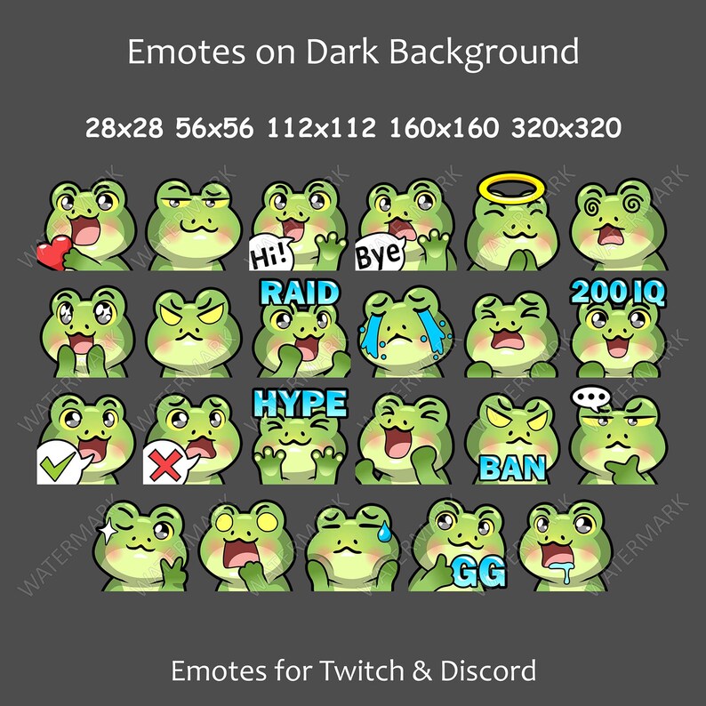 Cute Frog Emotes X 23 Pack 2 for Twitch & Discord Emote | Green Frog ...