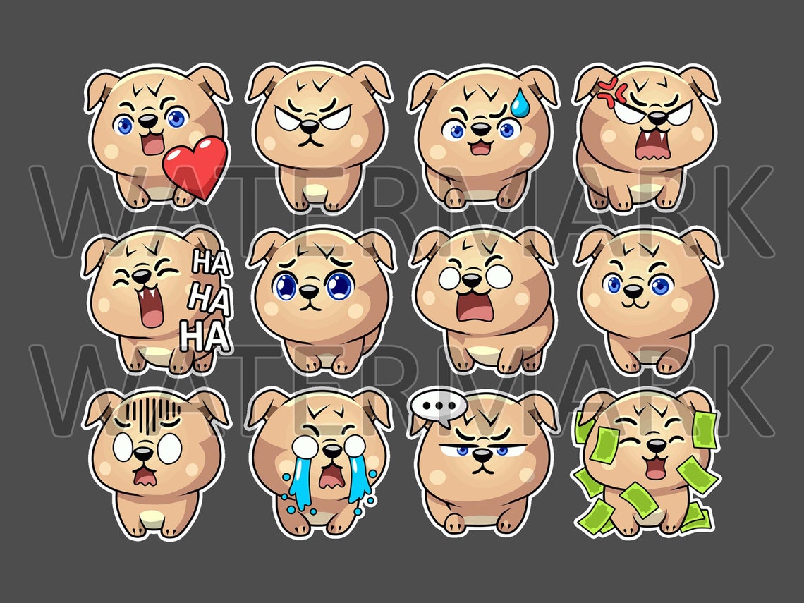 Dog Emotes X 46 for Twitch & Discord Emote and Whatsapp Emote | Cute ...