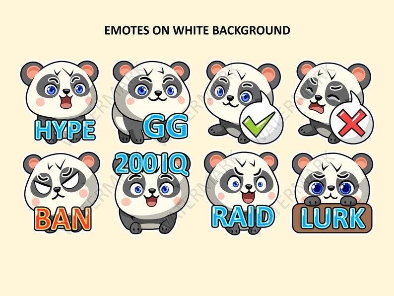 Panda Emotes Pack 5 / Emotes for Twitch Emote, Discord Emote, and ...