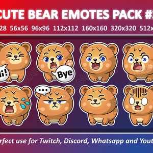 Cute Bear Emotes Pack #3 / Emotes for Twitch Emote, Discord Emote, and ...