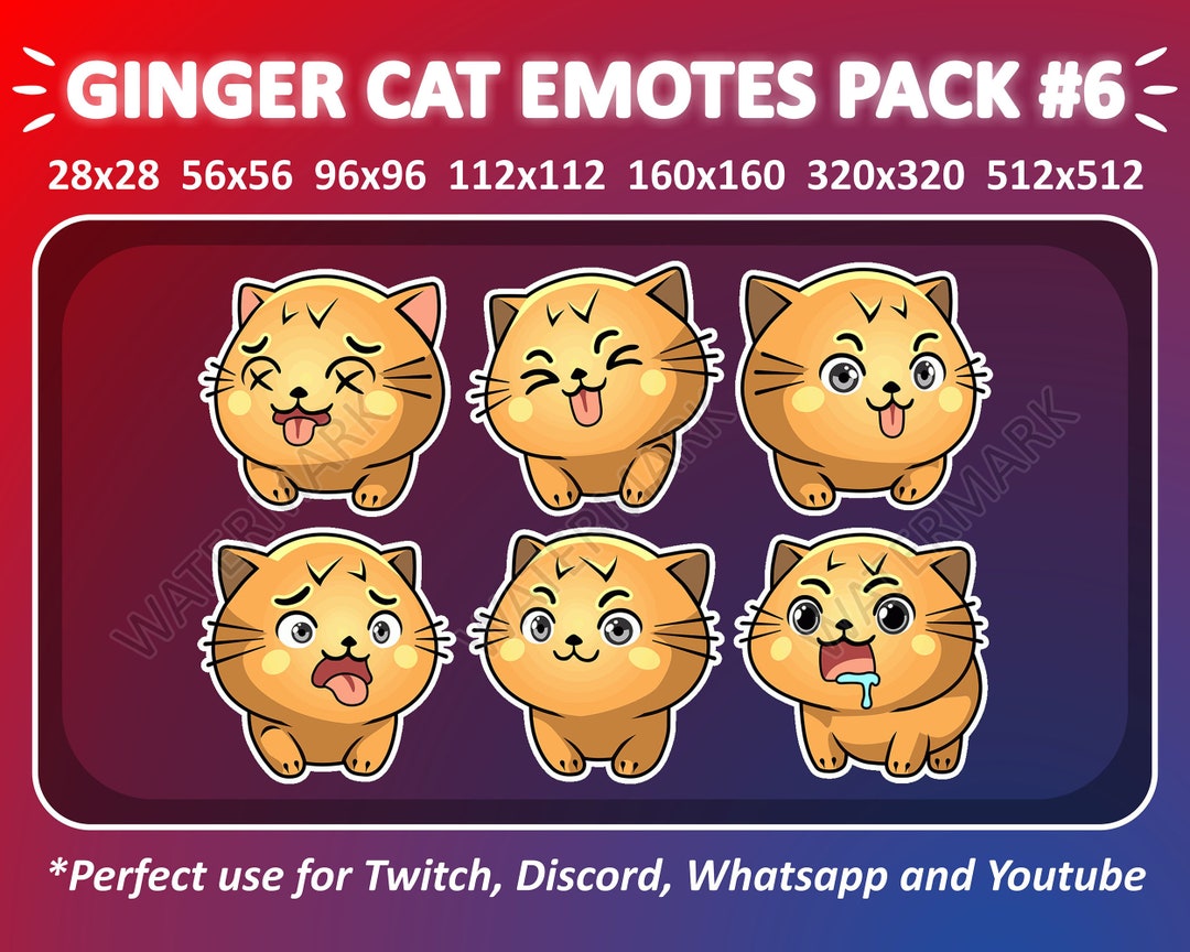 Ginger Cat Emotes Pack #6 / for Twitch Emote, Discord Emote, and ...