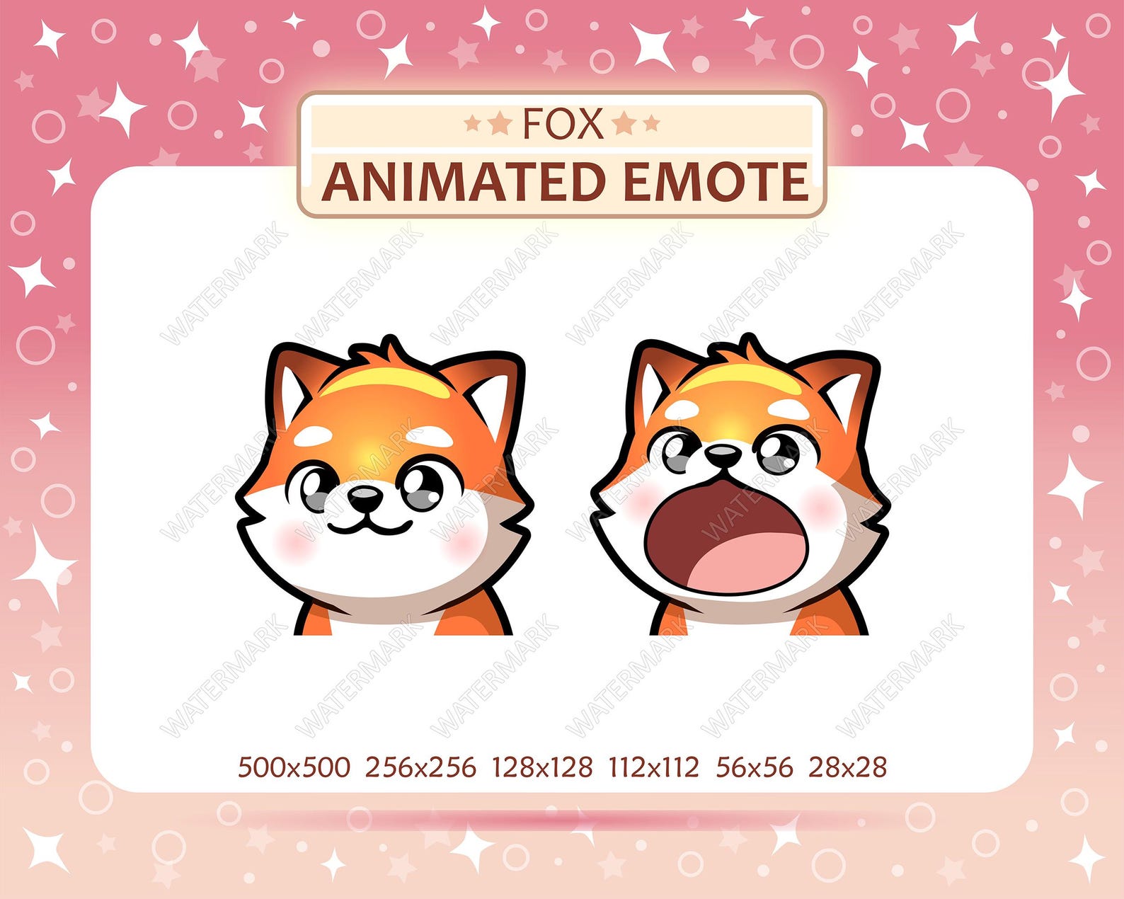 Emote de zorro animado con la boca abierta y cerrada, para Twitch y ...